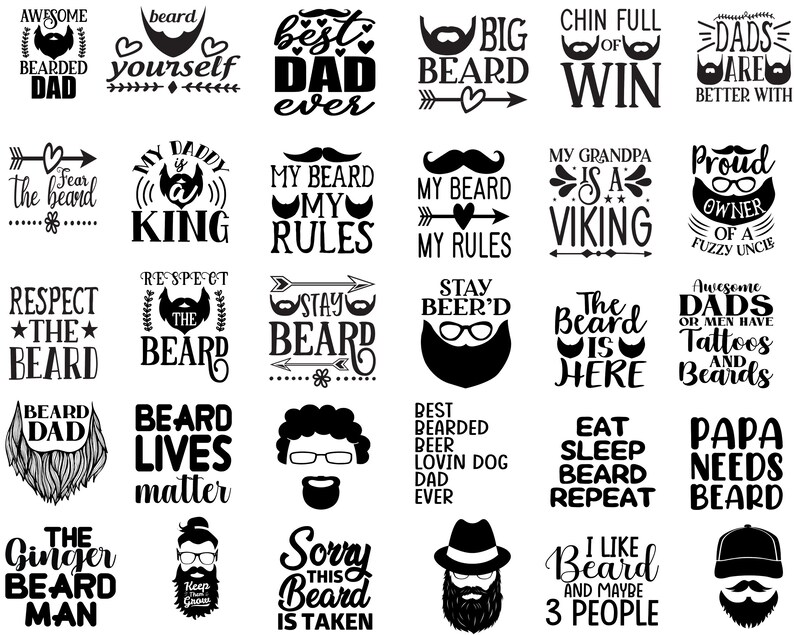 Bearded Man SVG File, Beard Man Clip Art, Bearded Man Digital Download ...