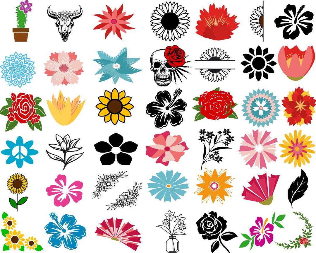 Flower SVG File Flower Cricut SVG File Flowers Clipart Cut - Etsy