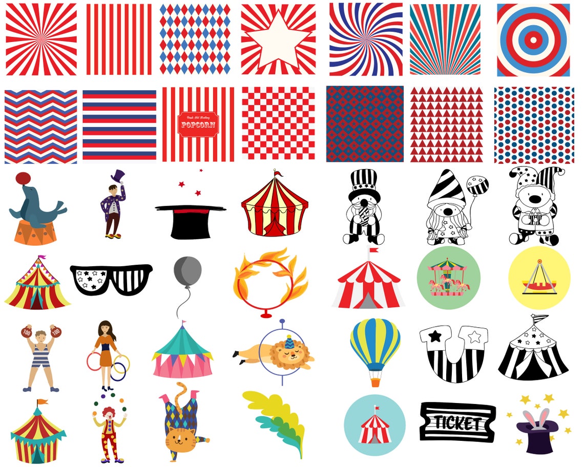 76 Circus Clipart, Circus SVG File, Circus Clipart, Clowns Clipart ...
