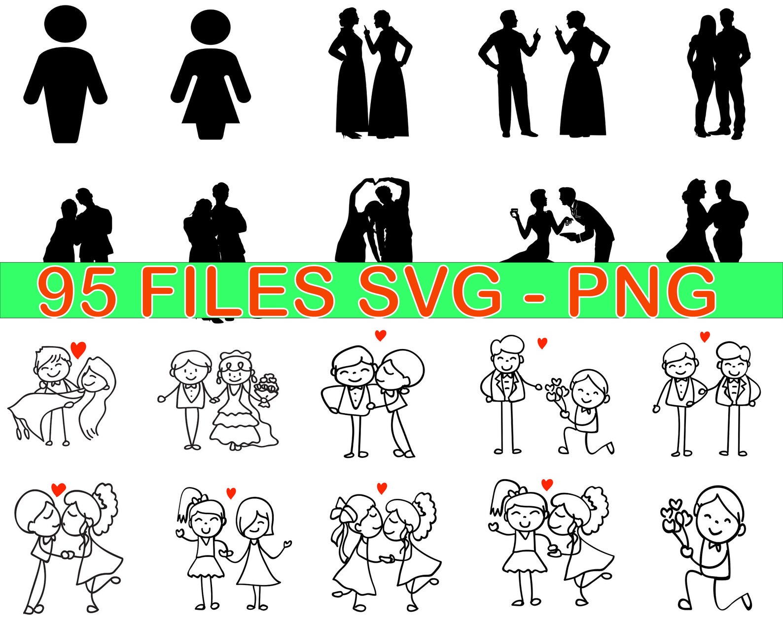 Couple SVG Bundle, Couple Png Files, Couple Clipart, Couple SVG Cut ...