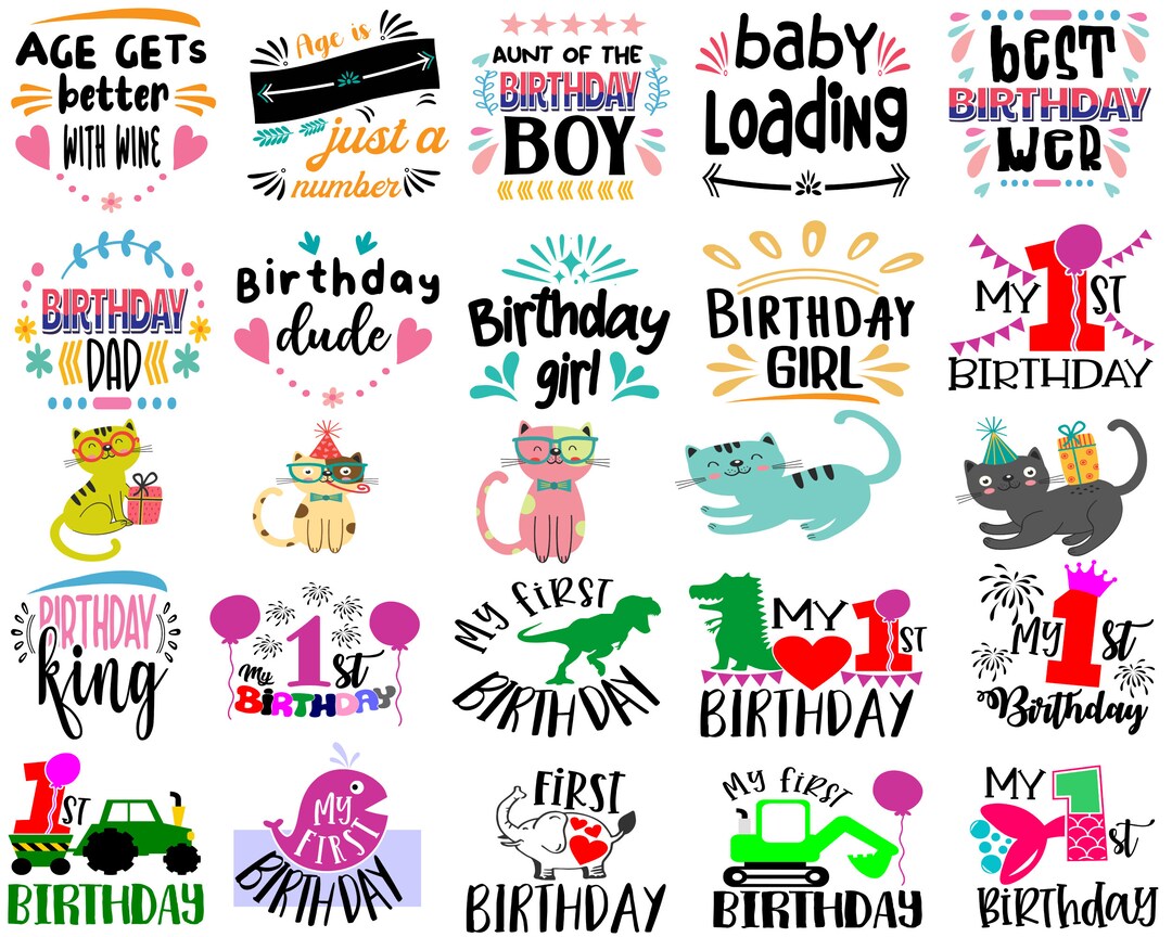 Happy Birthday SVG Bundle, Layered SVG Happy Birthday, Birthday Cut ...