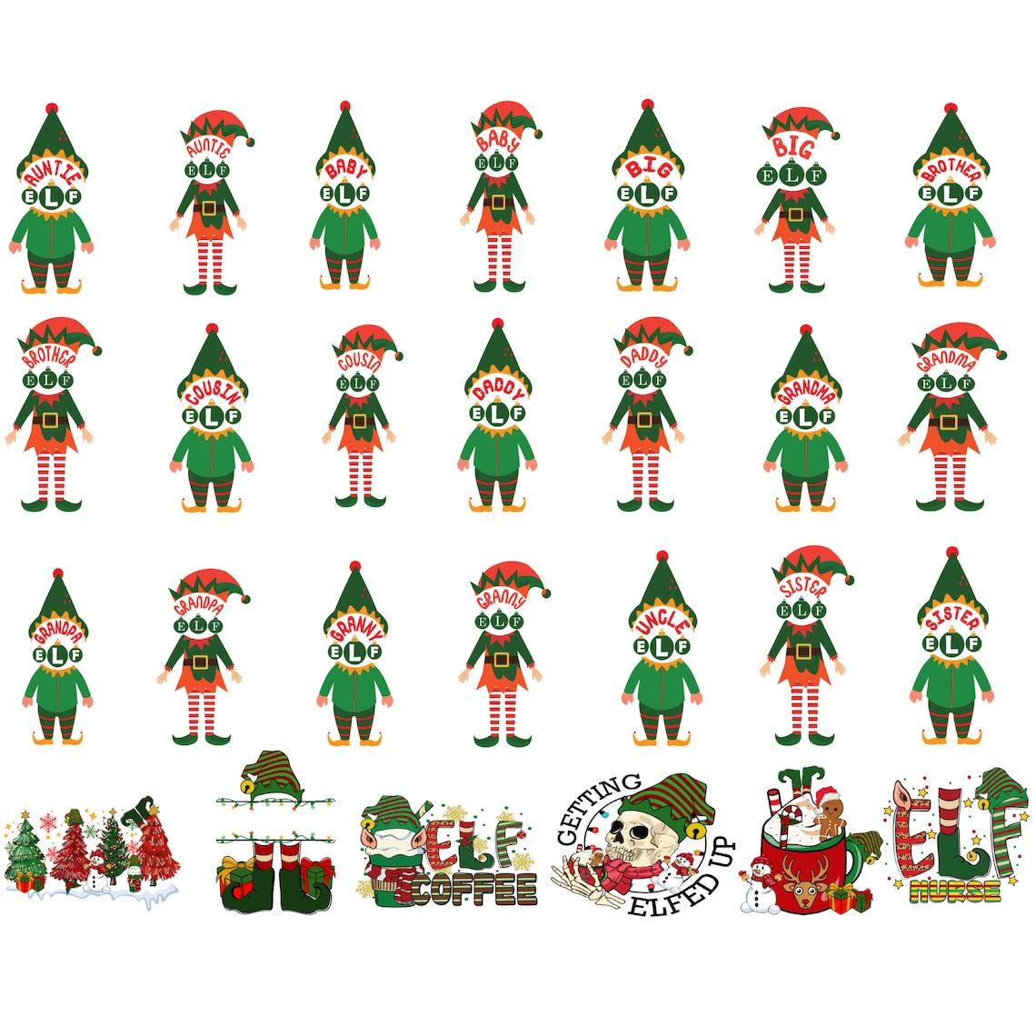 Christmas Elf Svg File, Elf Layered Svg Bundle, Elf Family Svg, Cut ...