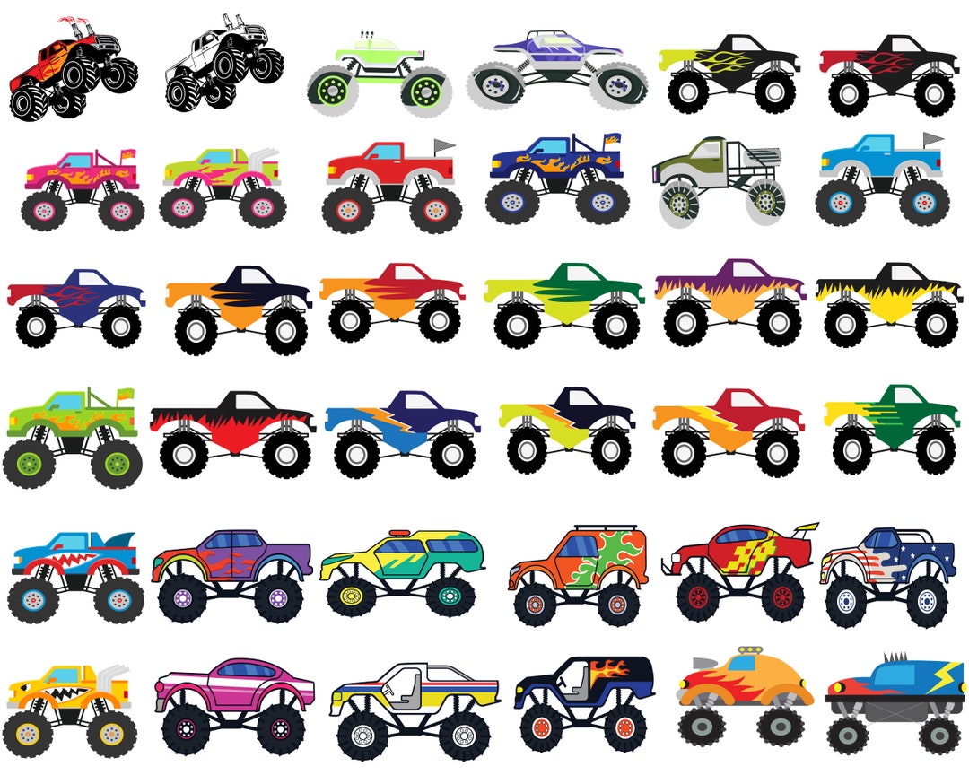 Monster Car SVG Files, Layered SVG Monster Car, Monster SVG Bundle, Car ...