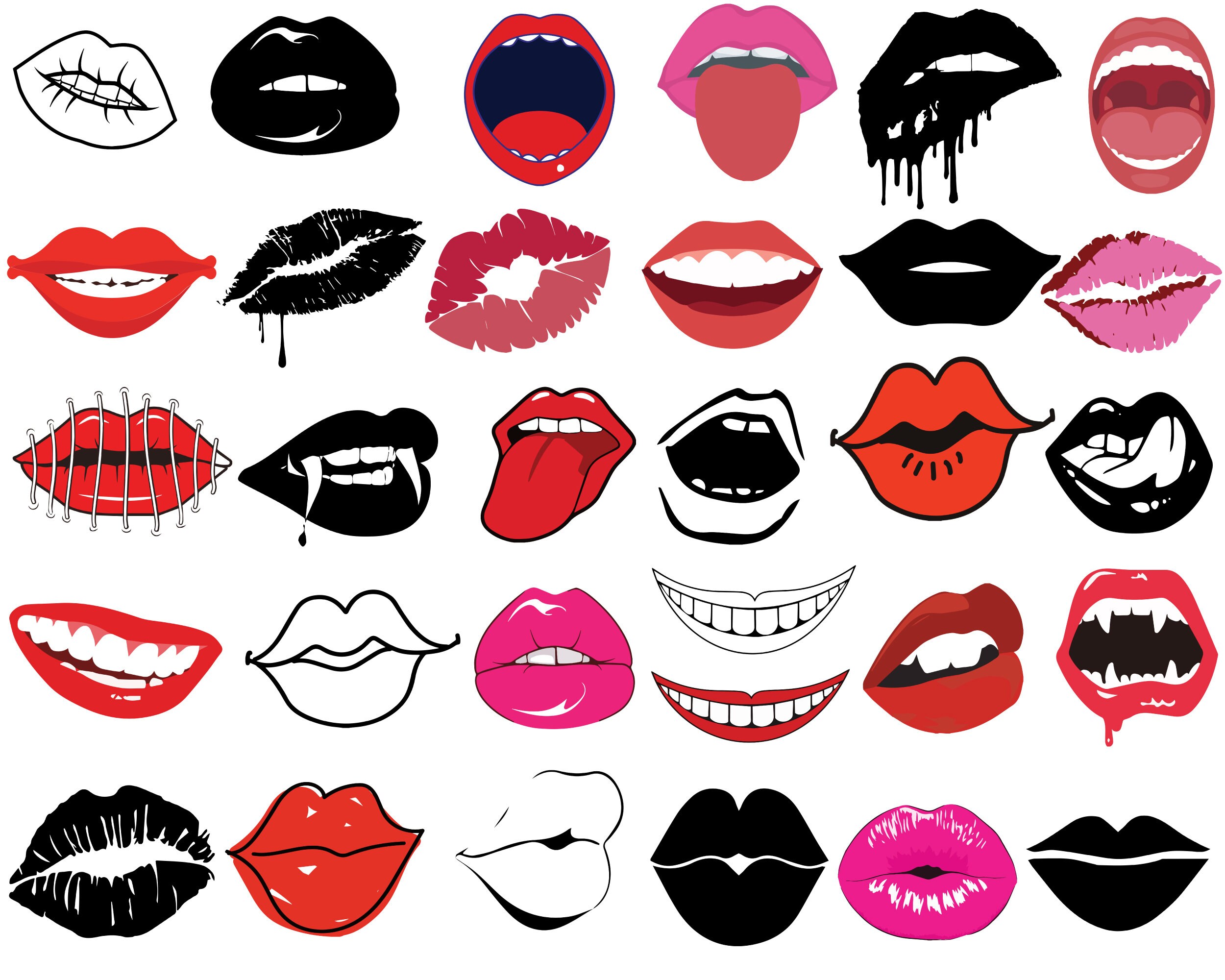 Lips Svg Red Lips Svg Kiss Svg Lip Svg Bundle Dripping Lips Lips