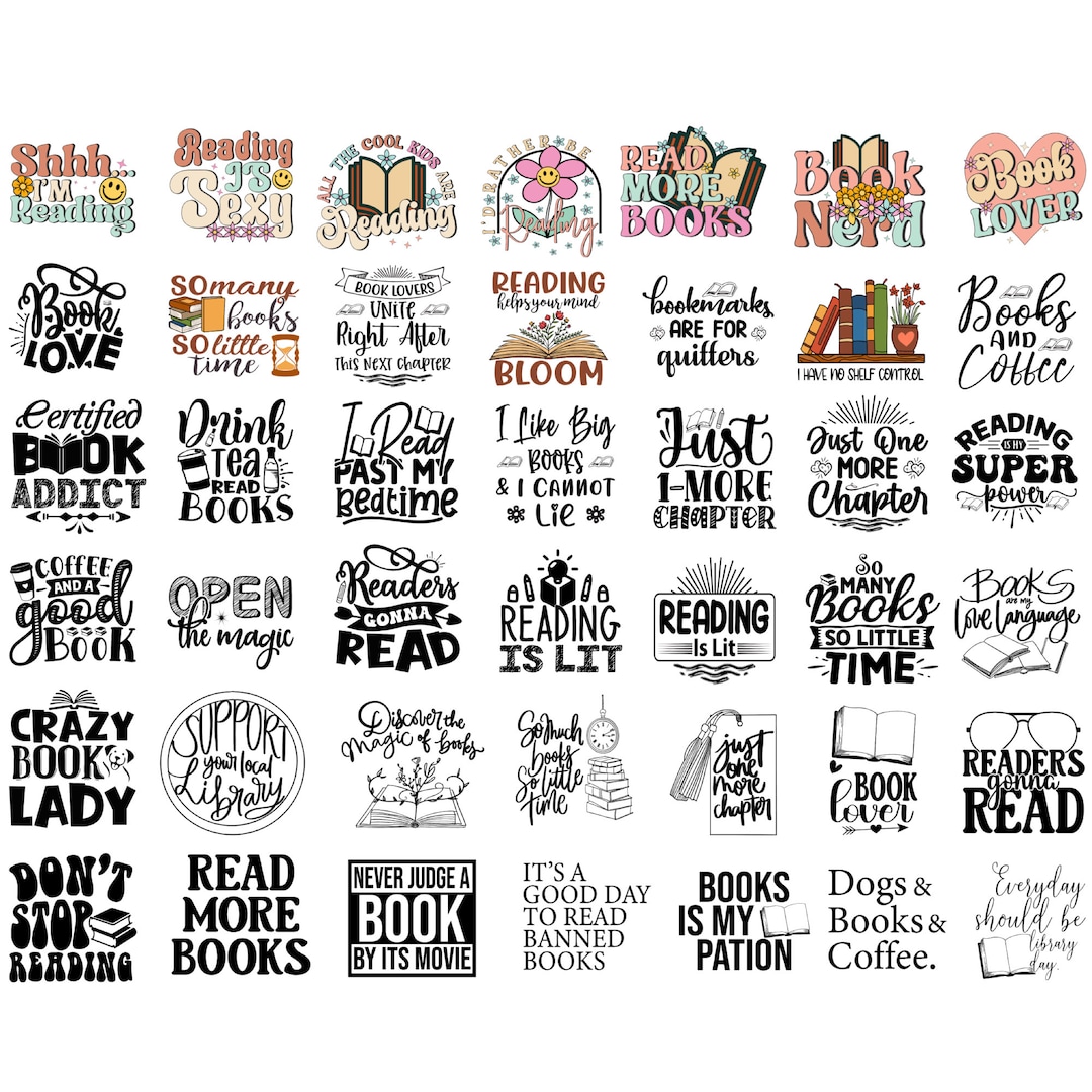 Reading Book Svg and Png Bundle, Layered Svg for Cricut File Reading ...