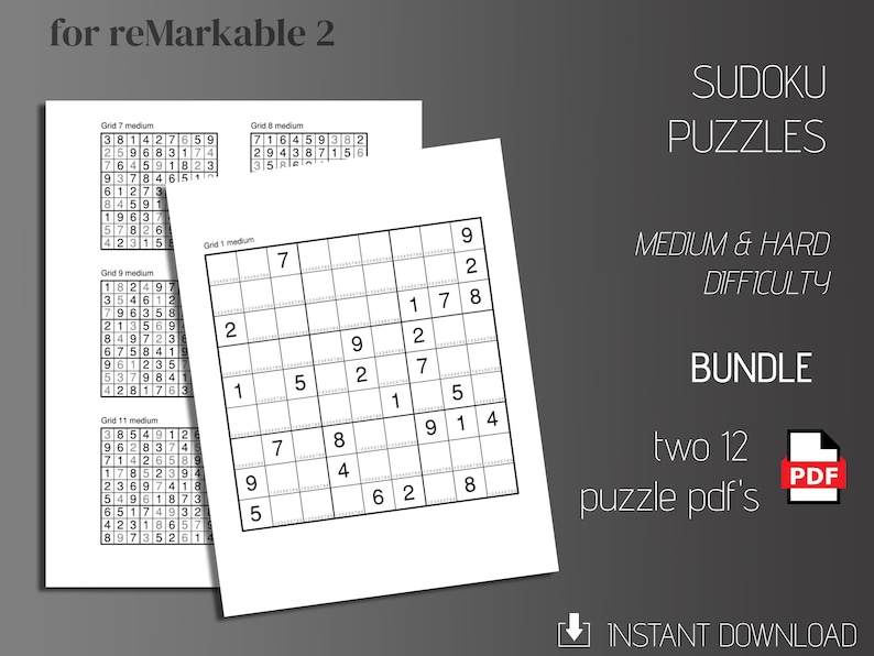 Remarkable 2 Puzzle Template | Sudoku | Digital PDF | Digital Download ...