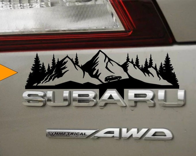Subaru Logo Decal. Mountain and Evergreen Tree Themed. Outback and ...