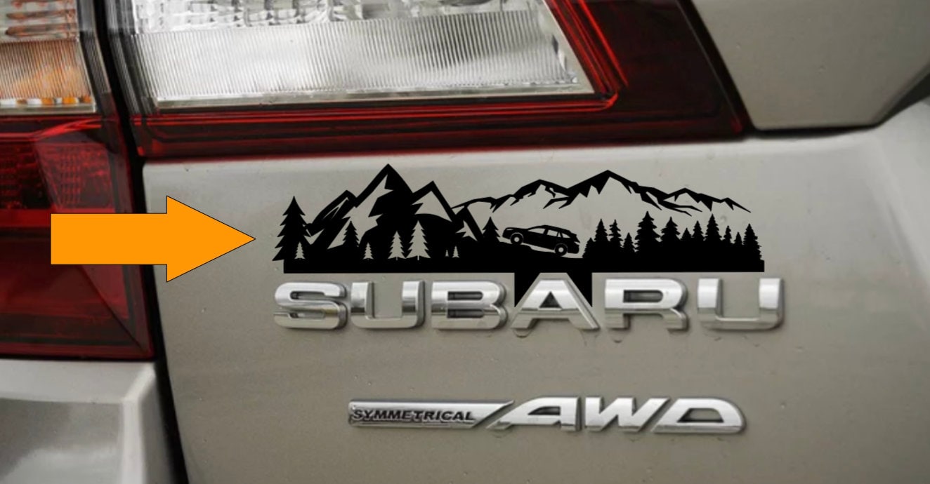 Subaru Logo Decal. Mountain and Evergreen Tree Themed. Outback and ...