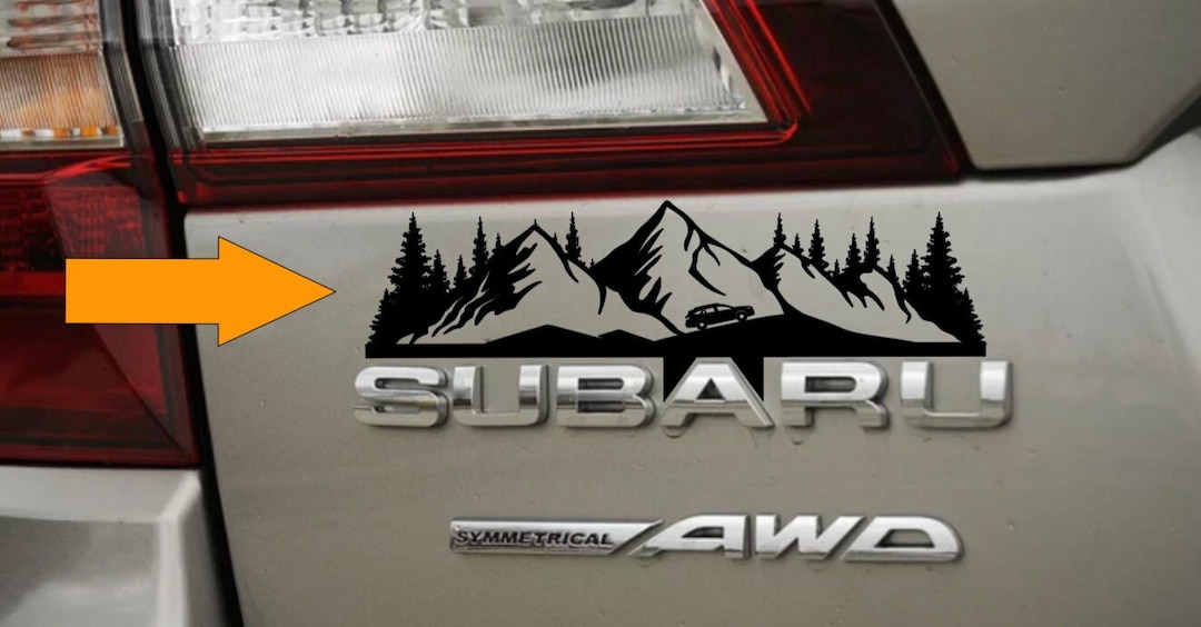 Subaru Logo Decal. Mountain and Evergreen Tree Themed. Outback and ...