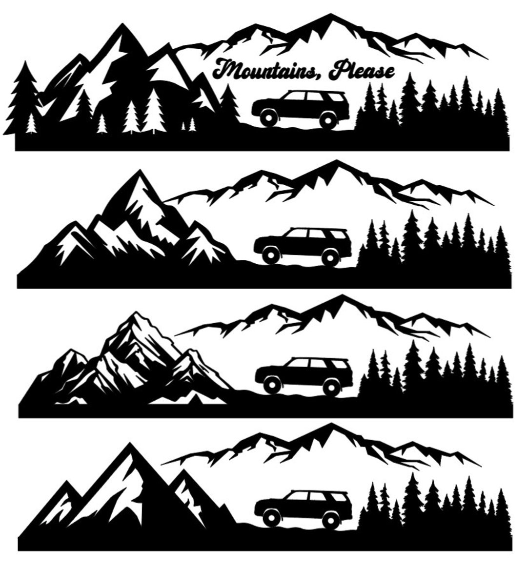 Toyota 4runner Decal, Mountain and Tree Theme, 4 Different Mtn Designs ...