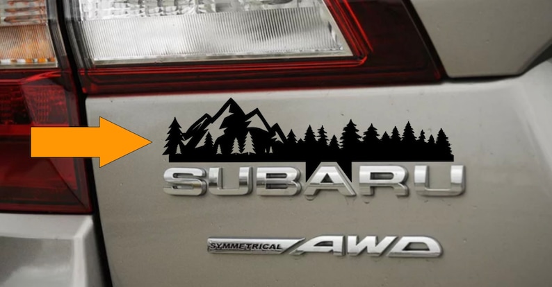Subaru Logo Decal. Mountain and Evergreen Tree Themed. Outback and ...