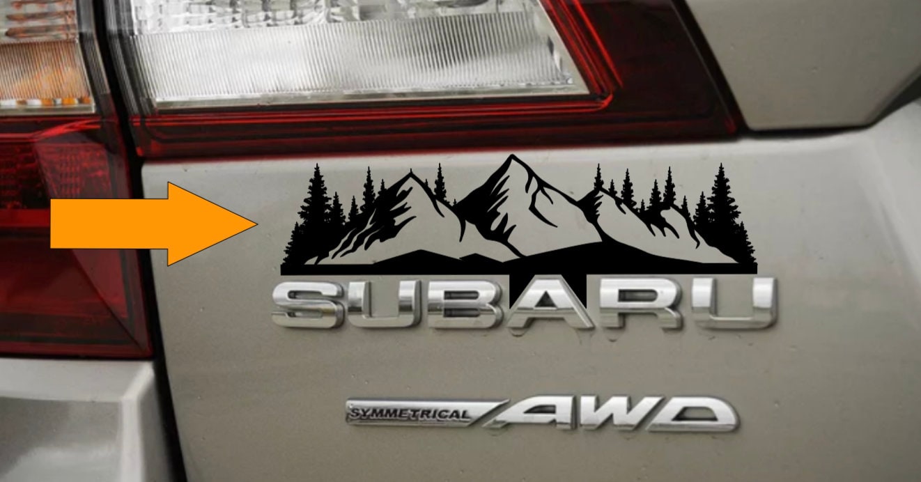 Subaru Logo Decal. Mountain and Evergreen Tree Themed. Outback and ...