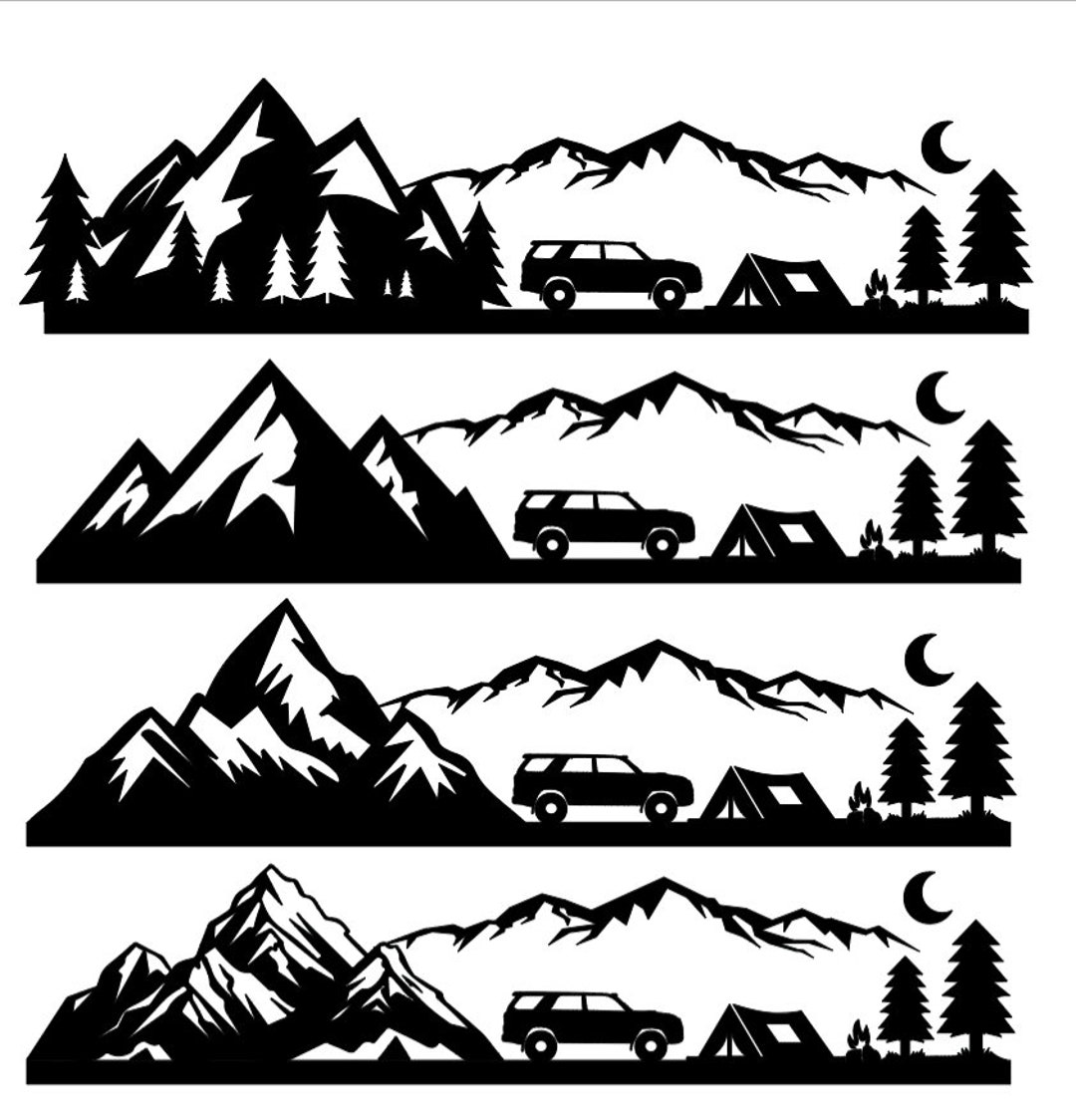 Toyota 4runner Mountain, Camping, Tent, Campfire, and Trees Decal ...