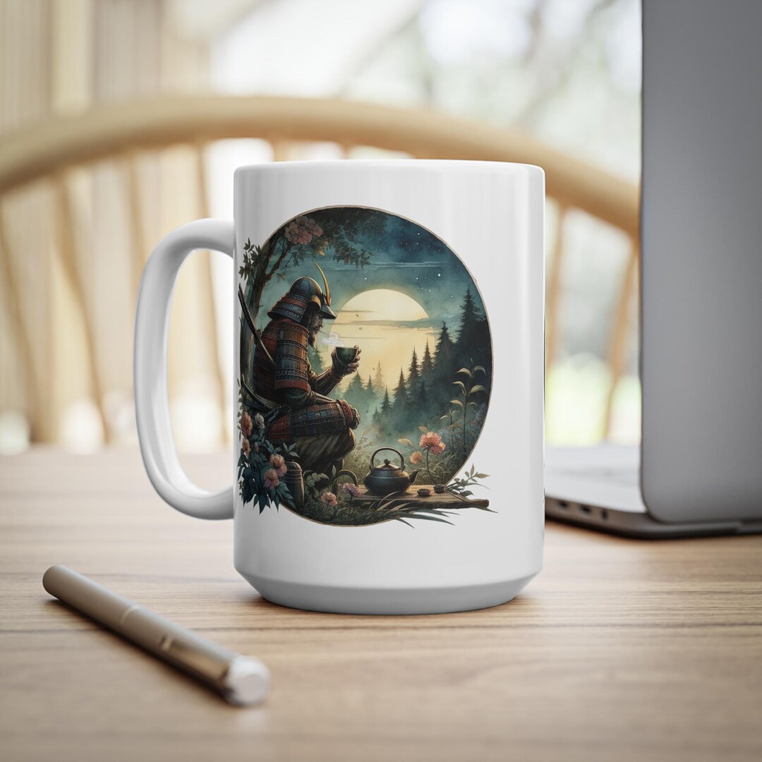 Samurai Drinking Tea 11oz, 15oz Ceramic Mug - Etsy