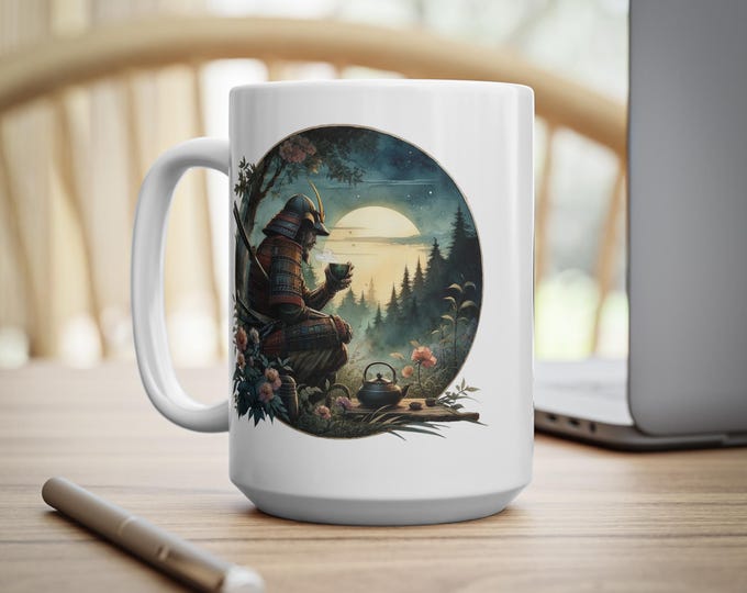 Samurai Silhouette Mug, Samurai Coffee Cup, Samurai Mug, Japanese ...