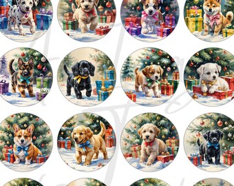 Digital Christmas Kitten Gift Tags, 20 Printable Vintage Circles ...