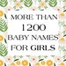 PRINTABLE List of Over 1200 Baby Names for Girls, A to Z Name Ideas for ...