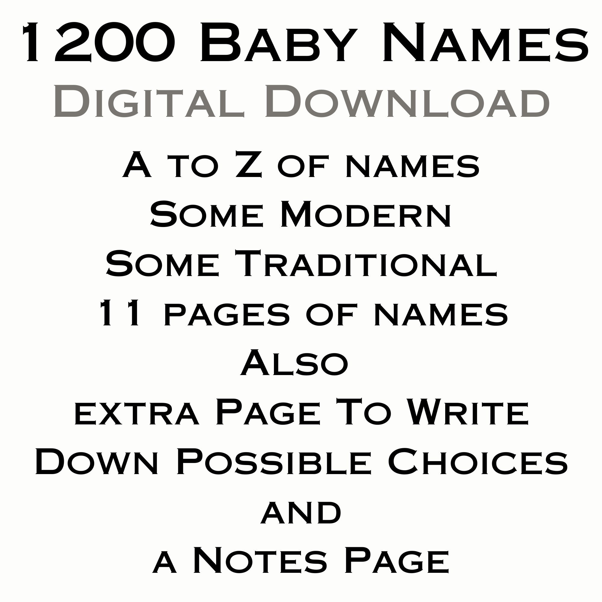 PRINTABLE List of Over 1200 Baby Names for Girls, A to Z Name Ideas for ...