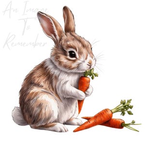 4 Watercolour Images of Cute Bunny Rabbits With Carrots Clipart ...