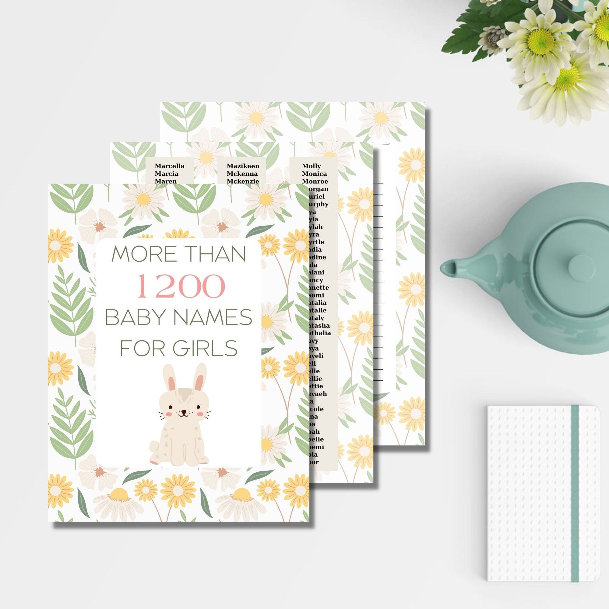 PRINTABLE List of Over 1200 Baby Names for Girls, A to Z Name Ideas for ...