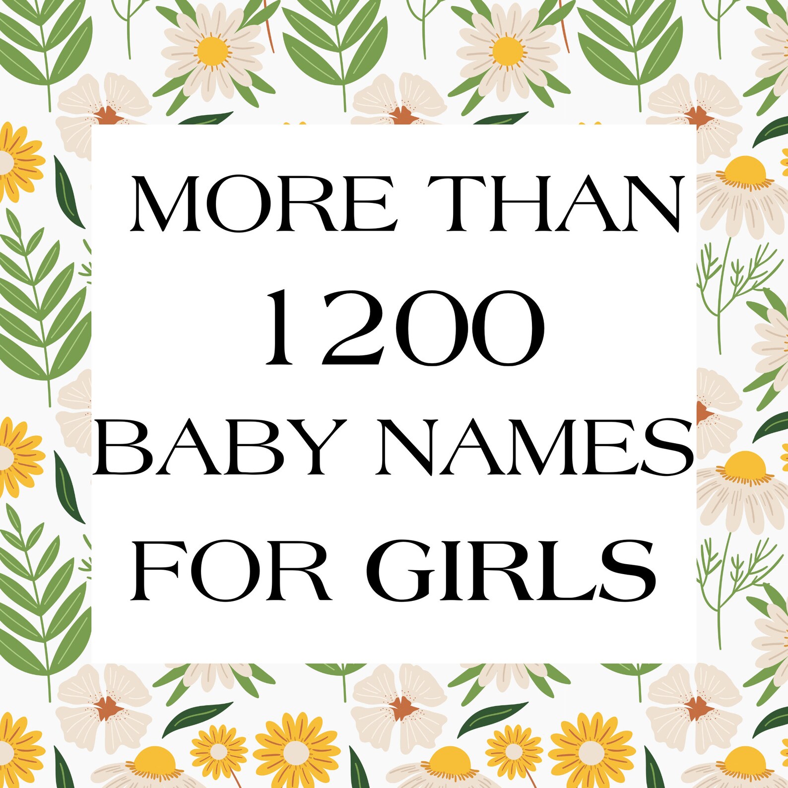 Bundle of Two PRINTABLE Lists of Baby Names, One for Girls, One for ...
