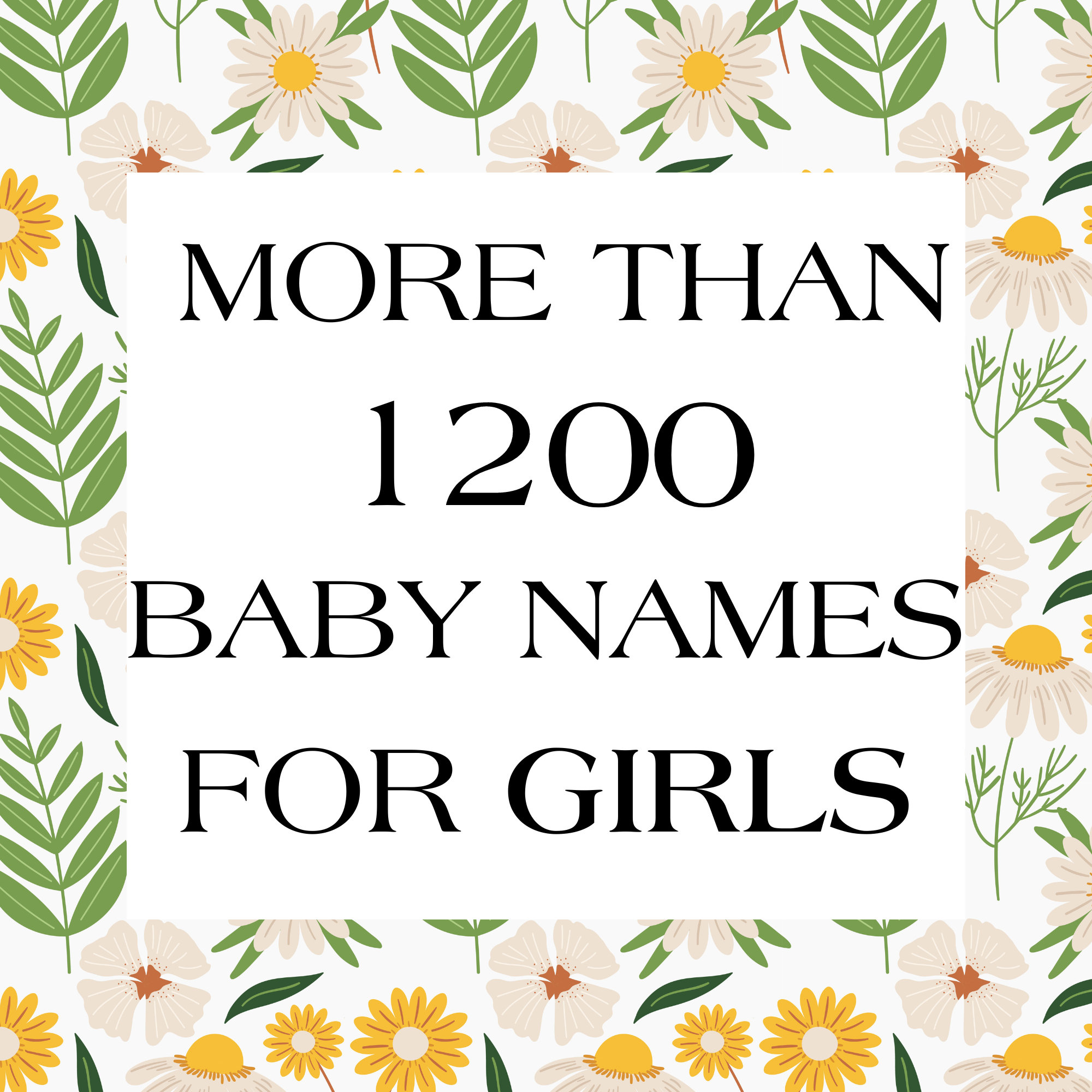 Bundle of Two PRINTABLE Lists of Baby Names, One for Girls, One for ...