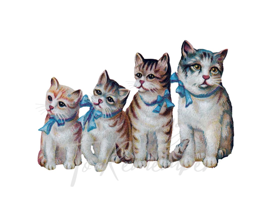 Digital Antique Cat Print, Vintage Cats, Tabby Cats, Clipart Cats ...