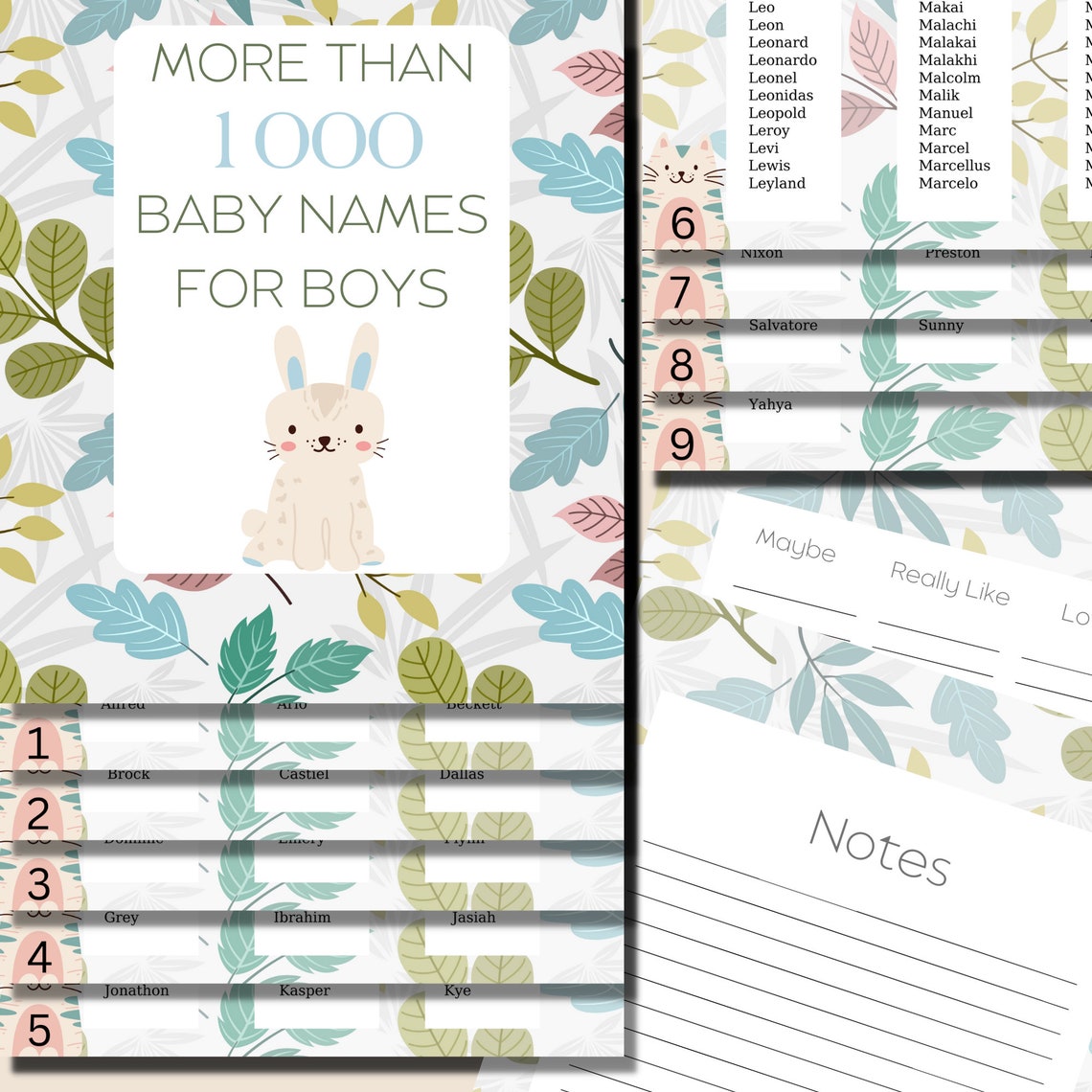 PRINTABLE List of Over 1000 Baby Names for Boys, A to Z Name Ideas for ...