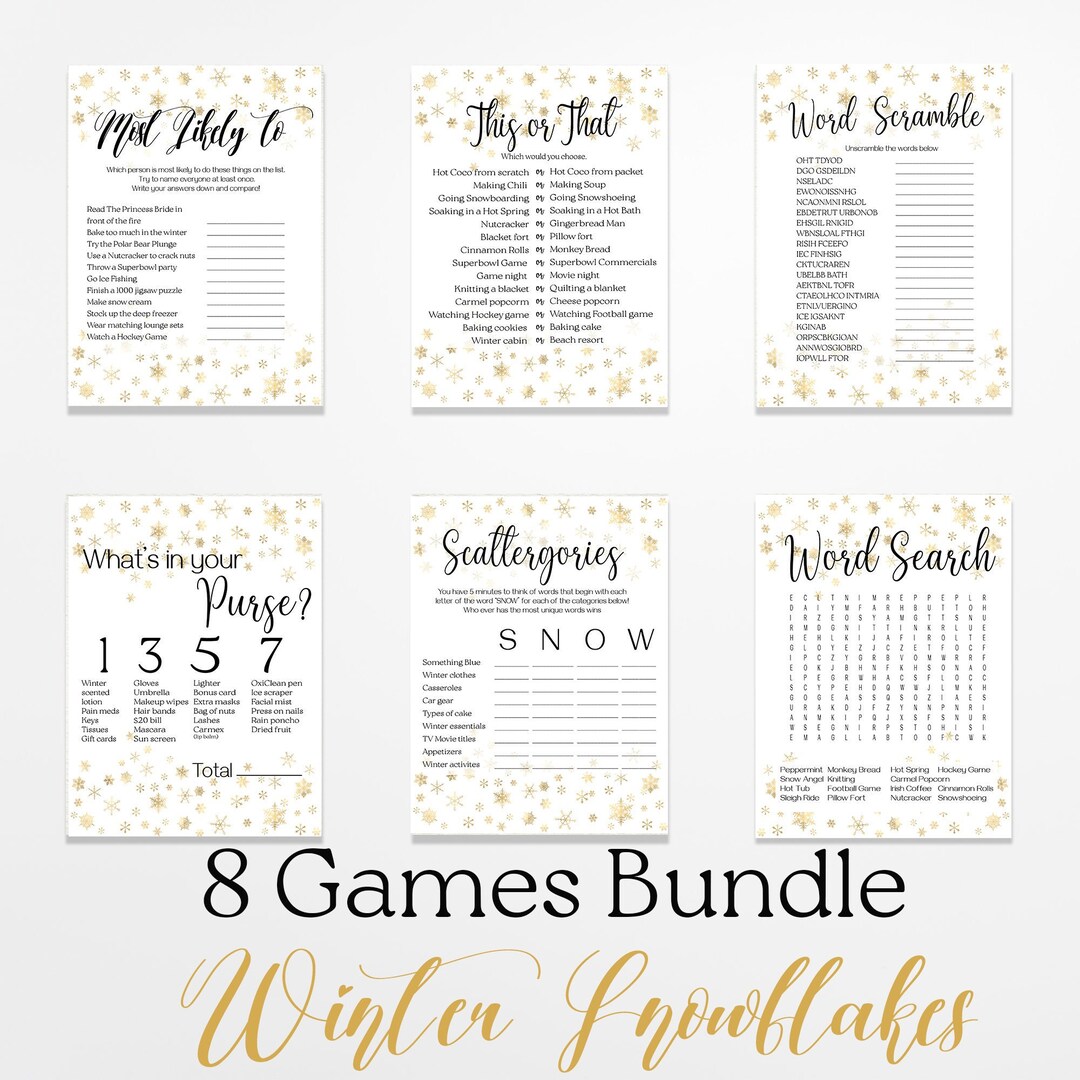 Winter Games Bundle Gold Adult Christmas Games, Printable Game, Holiday ...