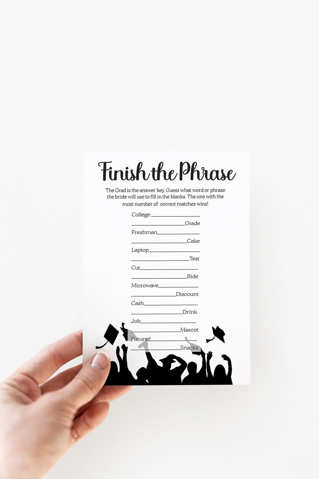 Graduation Game Finish the Phrase, Instant Download, Graduation Party ...