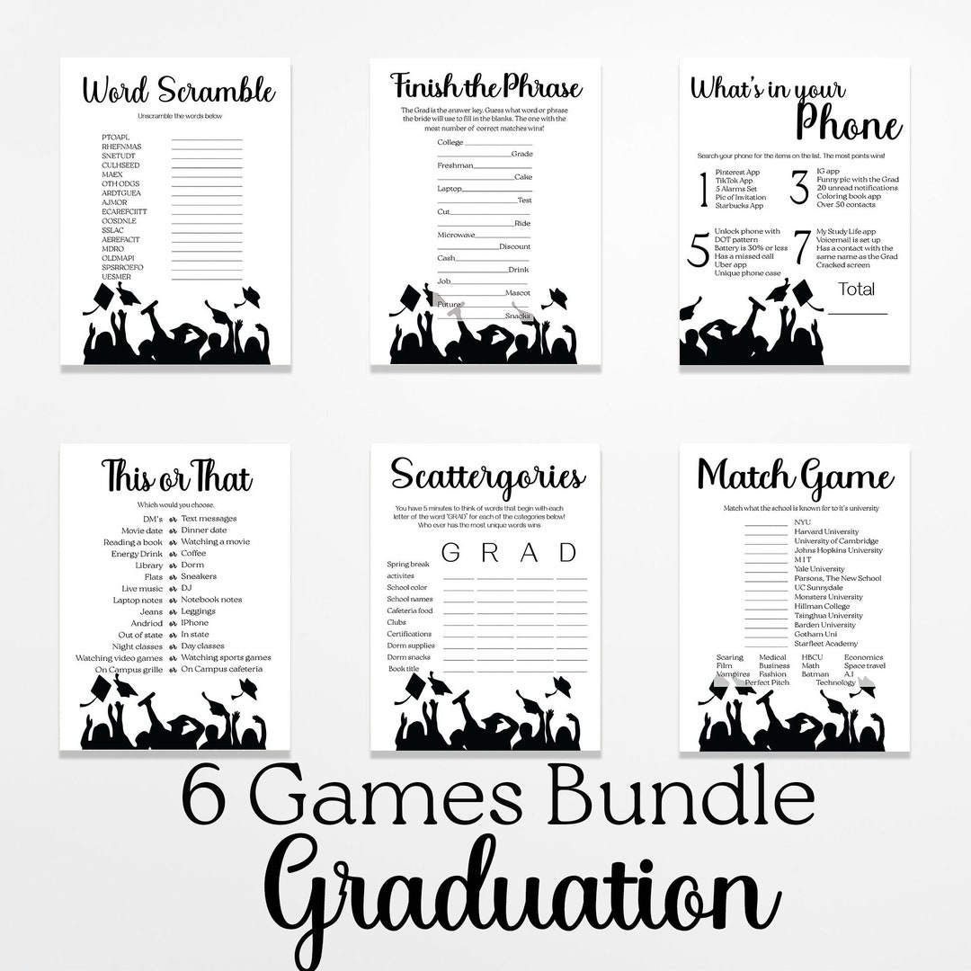 Graduation Games Bundle, Instant Download, Graduation Party, Graduation ...