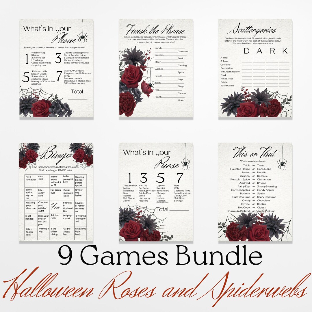 Gothic Game Bundle, Halloween Game Bundle, Halloween Party, Halloween ...