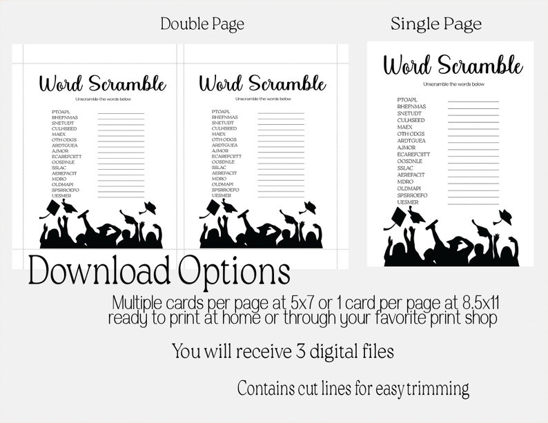 Graduation Game Word Scramble Instant Download Word - Etsy