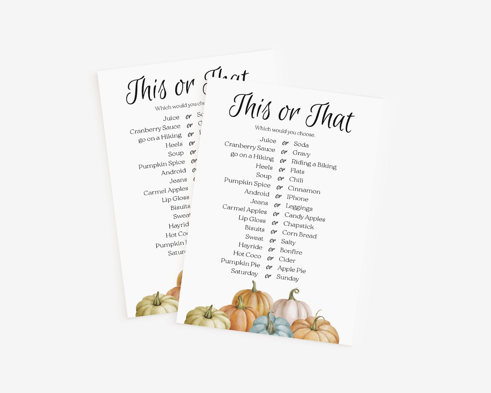 Fall Activities This or That Autumn Games Friendsgiving - Etsy