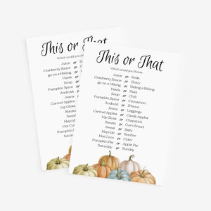 Fall Activities This or That Autumn Games Friendsgiving - Etsy