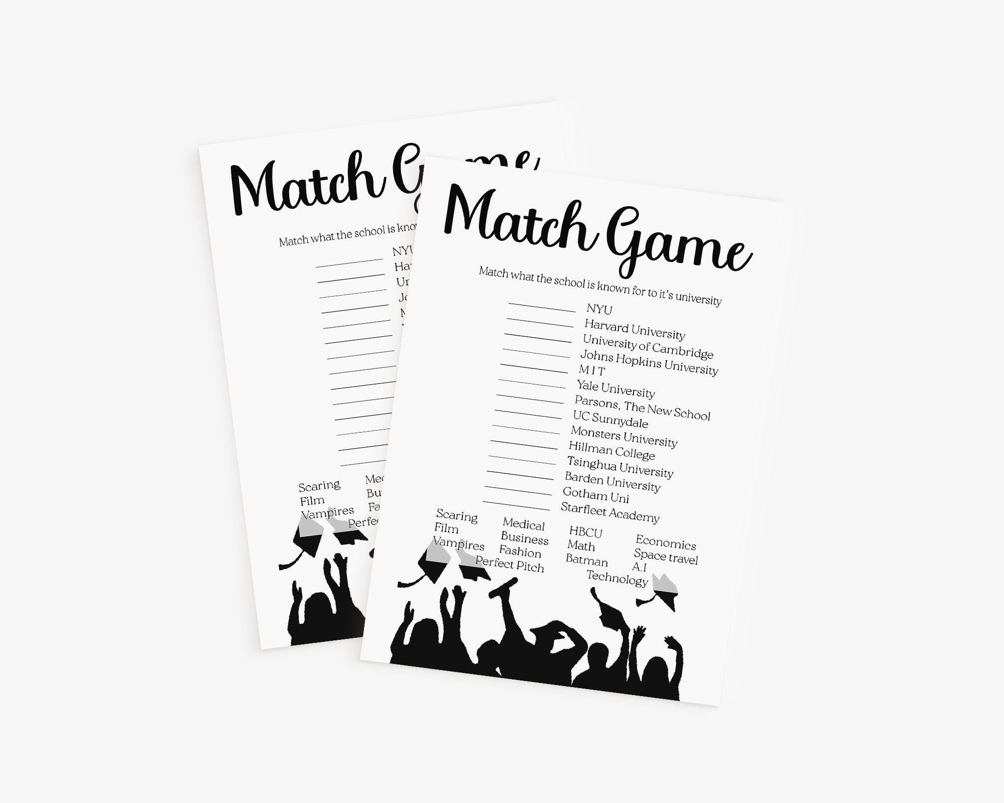 Graduation Game Match Game, Trivia Game, Instant Download, Graduation ...