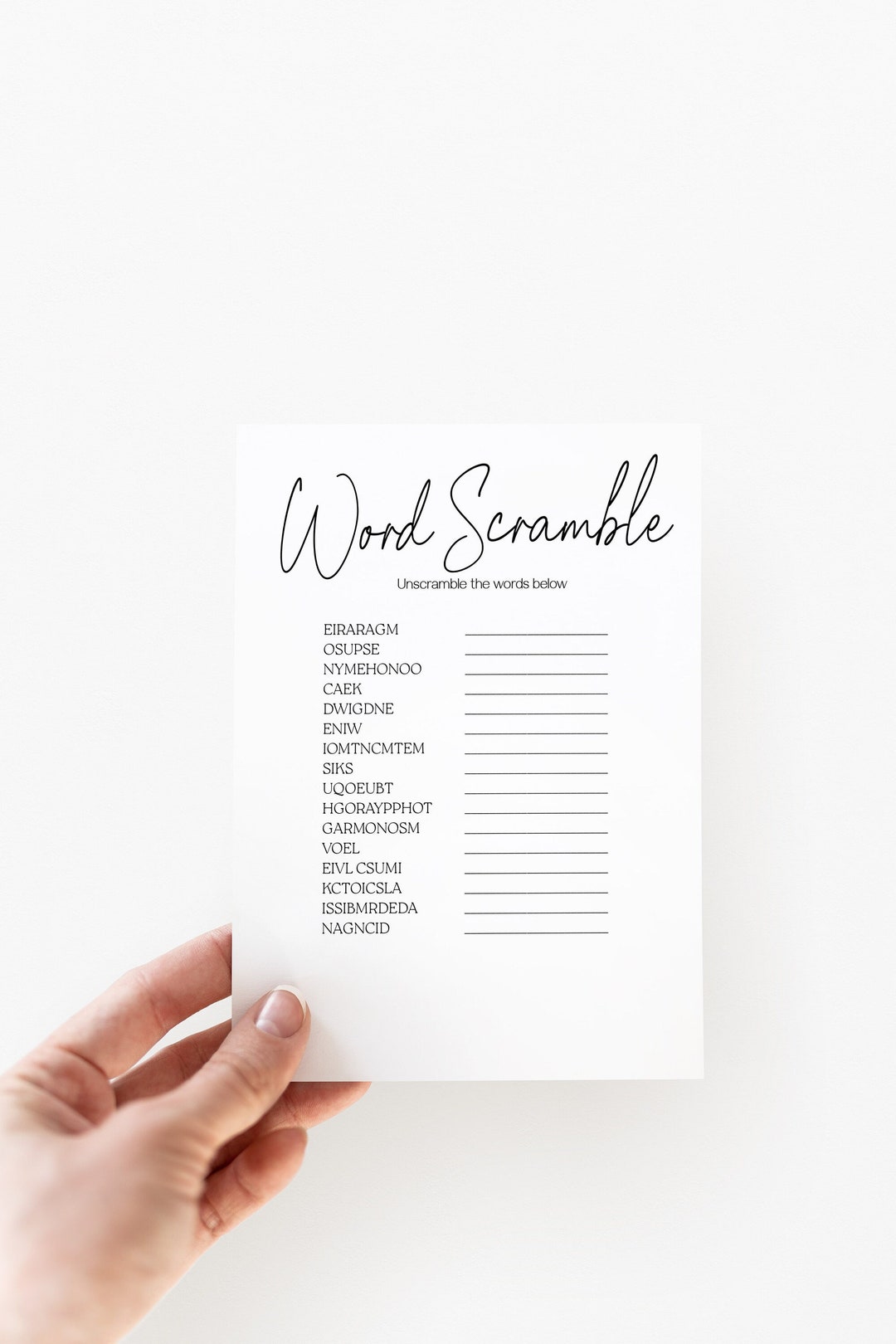 Bridal Shower Game Word Scramble, Modern and Minimalist, Instant ...