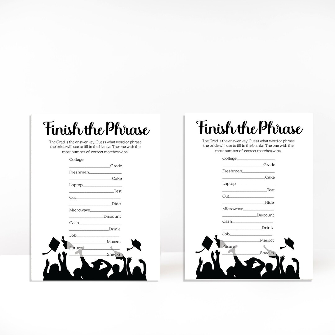 Graduation Game Finish the Phrase Instant Download Finish - Etsy