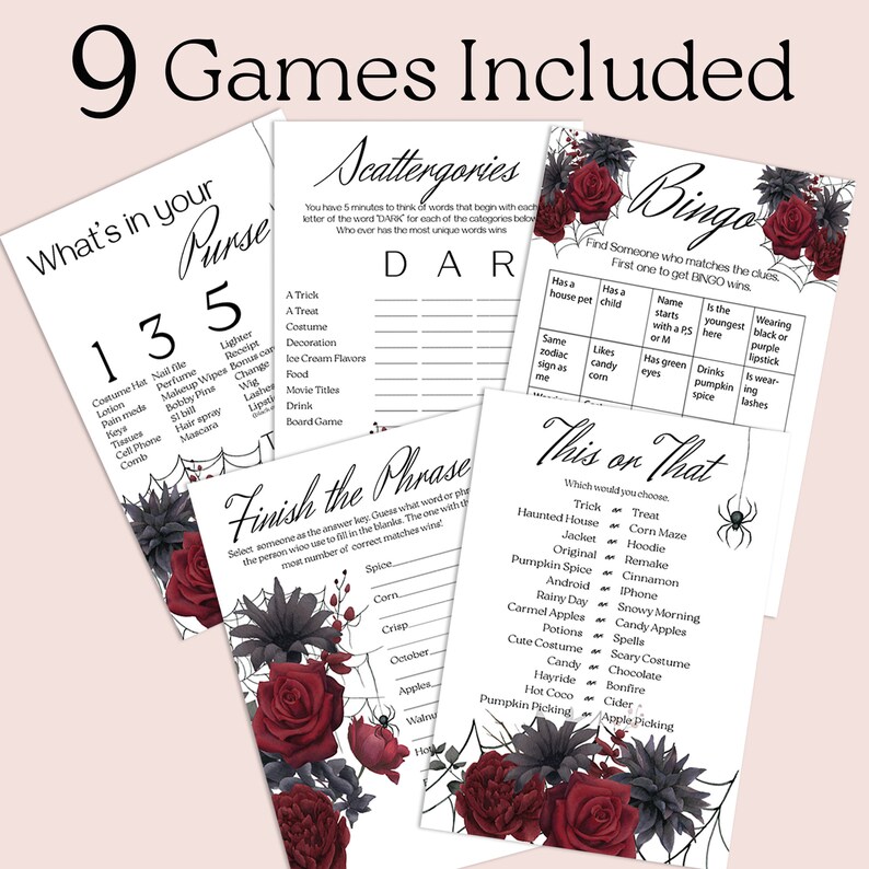 Gothic Game Bundle, Halloween Game Bundle, Halloween Party, Halloween ...