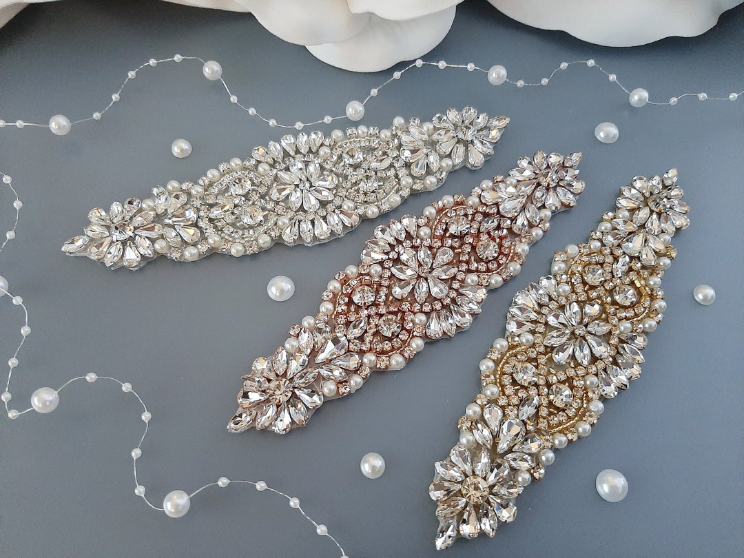 Rhinestone Applique, Dress Applique, Crystal Applique, Bridal Dress ...