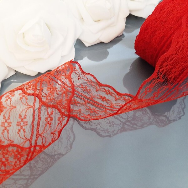 Red Lace Ribbon - Etsy