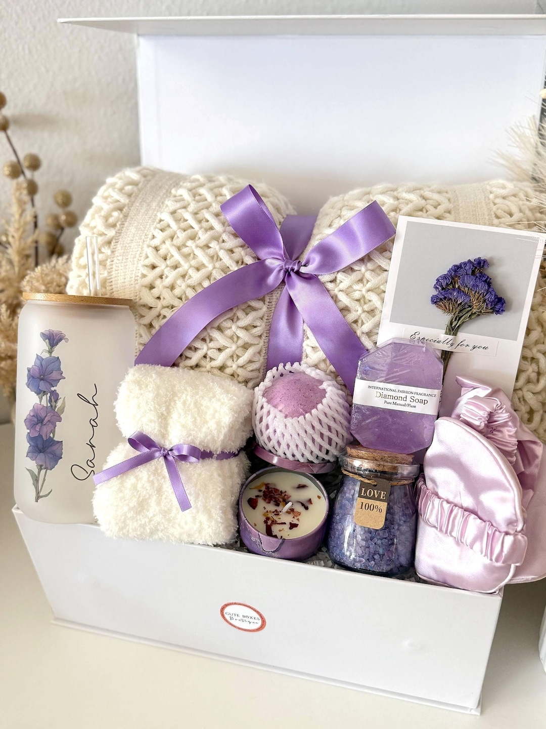 Personalized Birth Flower Birthday Gift Box for Mom Sister Best Friend ...