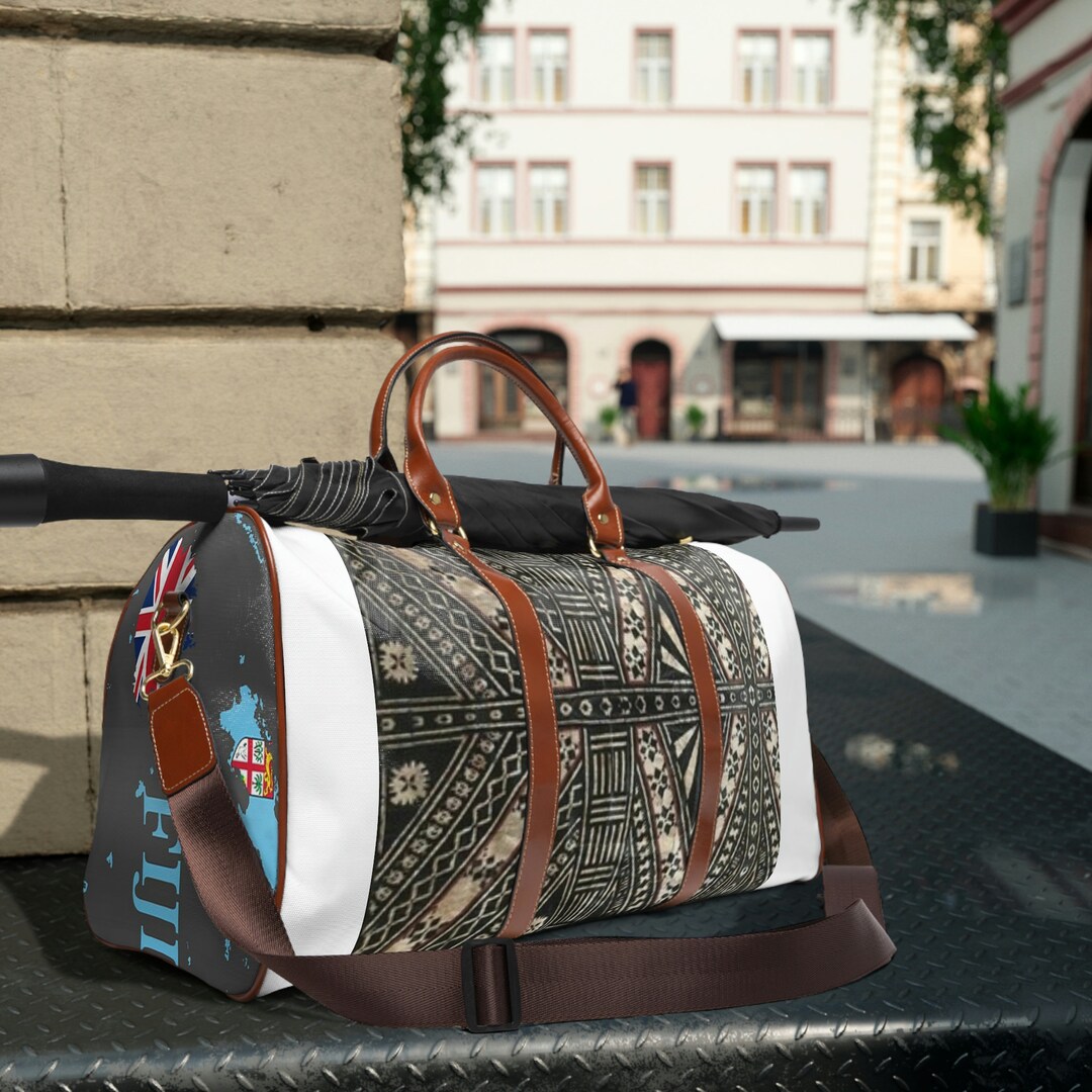 Fiji Print Waterproof Travel Bag - Fiji Island Tribal Tapa Print Travel ...