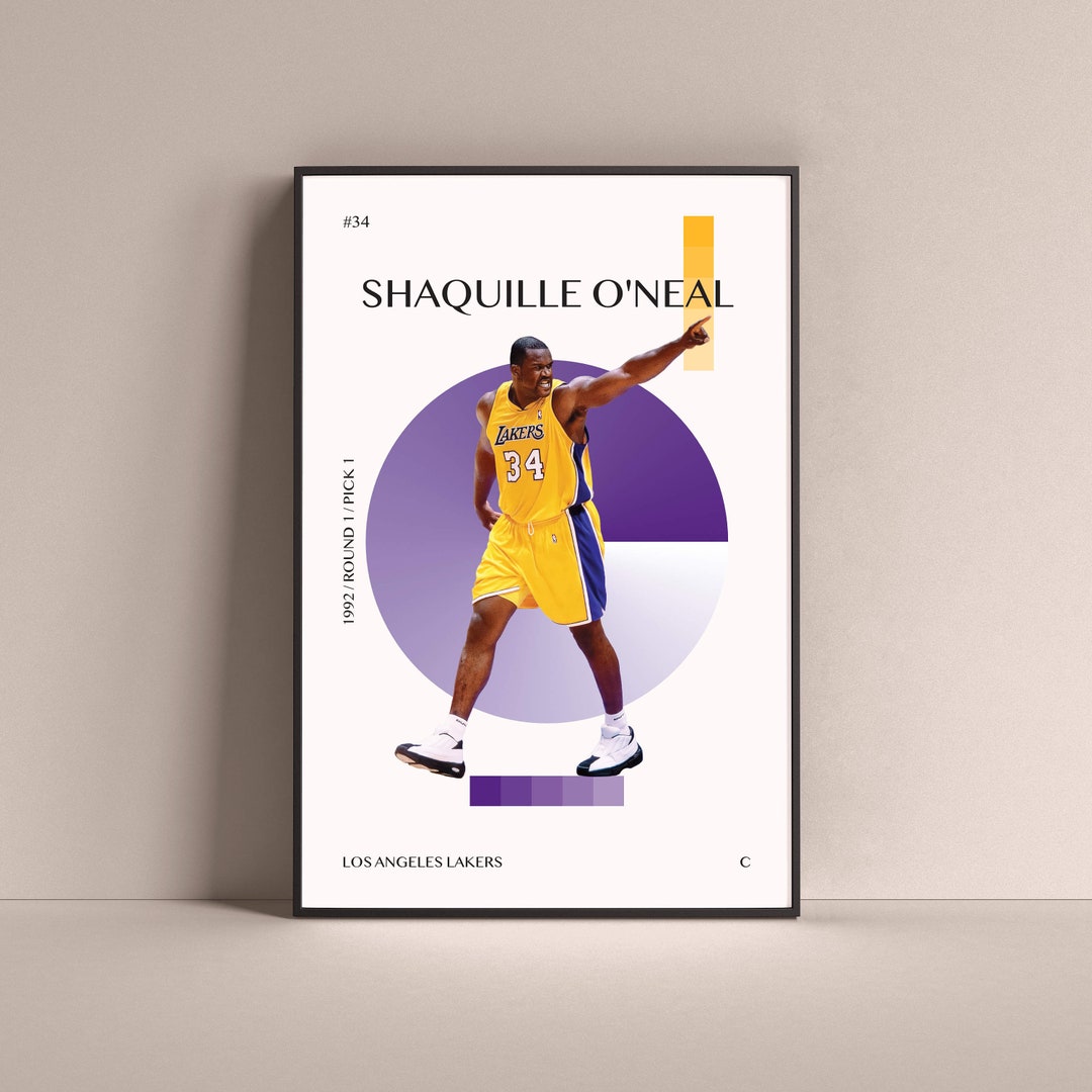 Shaquille O'neal Poster, Los Angeles Lakers Art Print Minimalist ...