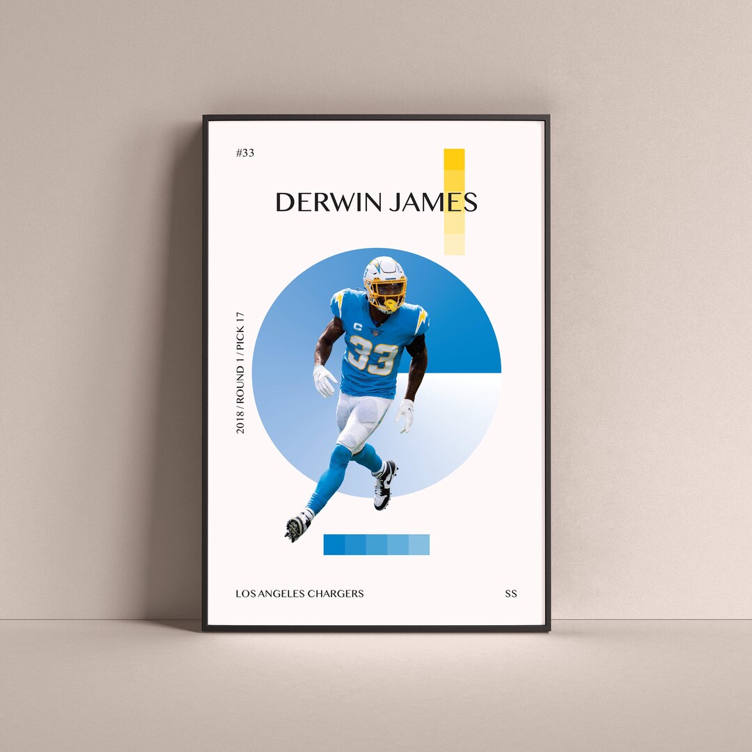 Derwin James Poster, Los Angeles Chargers Art Print Minimalist Football ...