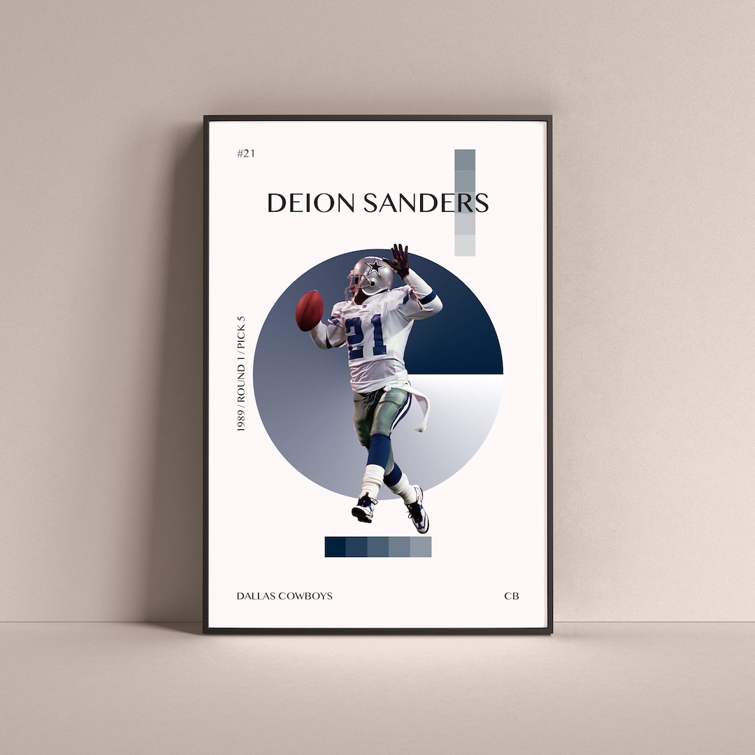 Deion Sanders Poster, Dallas Cowboys Art Print Minimalist Football Wall ...