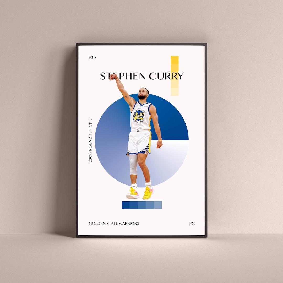 Stephen Curry Poster, Golden State Warriors Art Print Minimalist ...