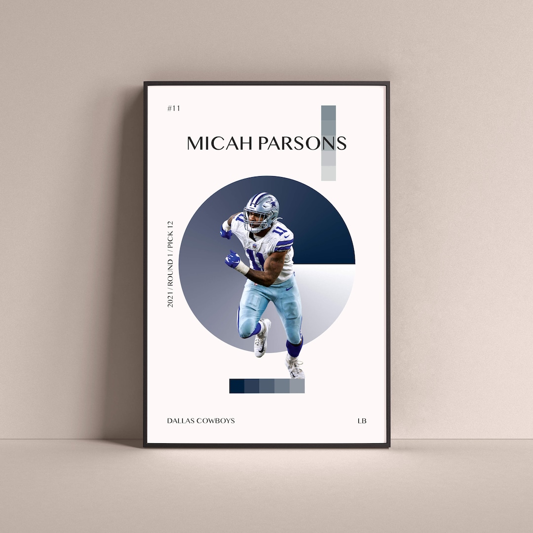 Micah Parsons Poster, Dallas Cowboys Art Print Minimalist Football Wall ...