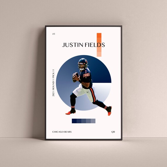 Justin Fields Poster Chicago Bears Art Print Minimalist - Etsy