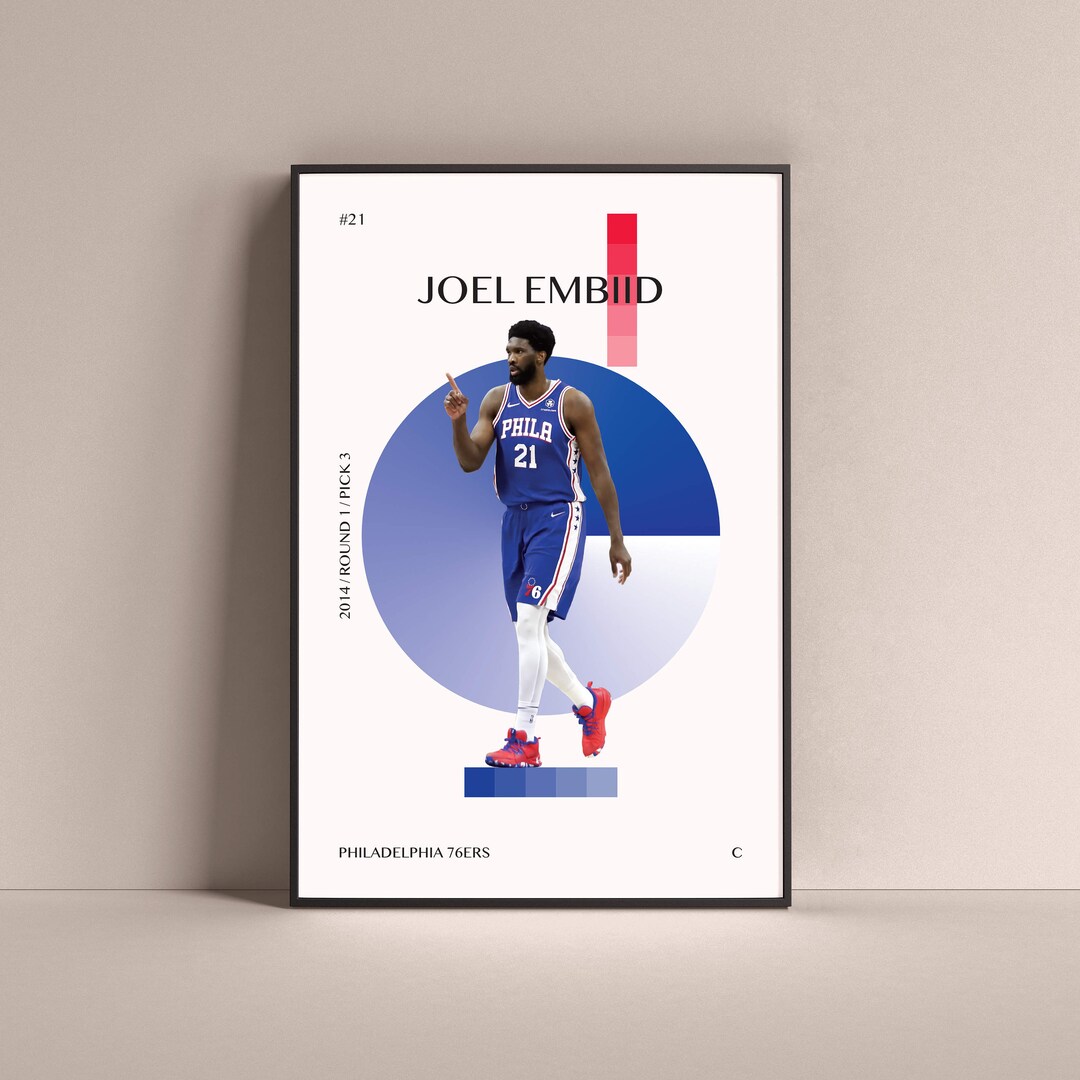 Joel Embiid Poster, Philadelphia 76ers Art Print Minimalist Basketball ...